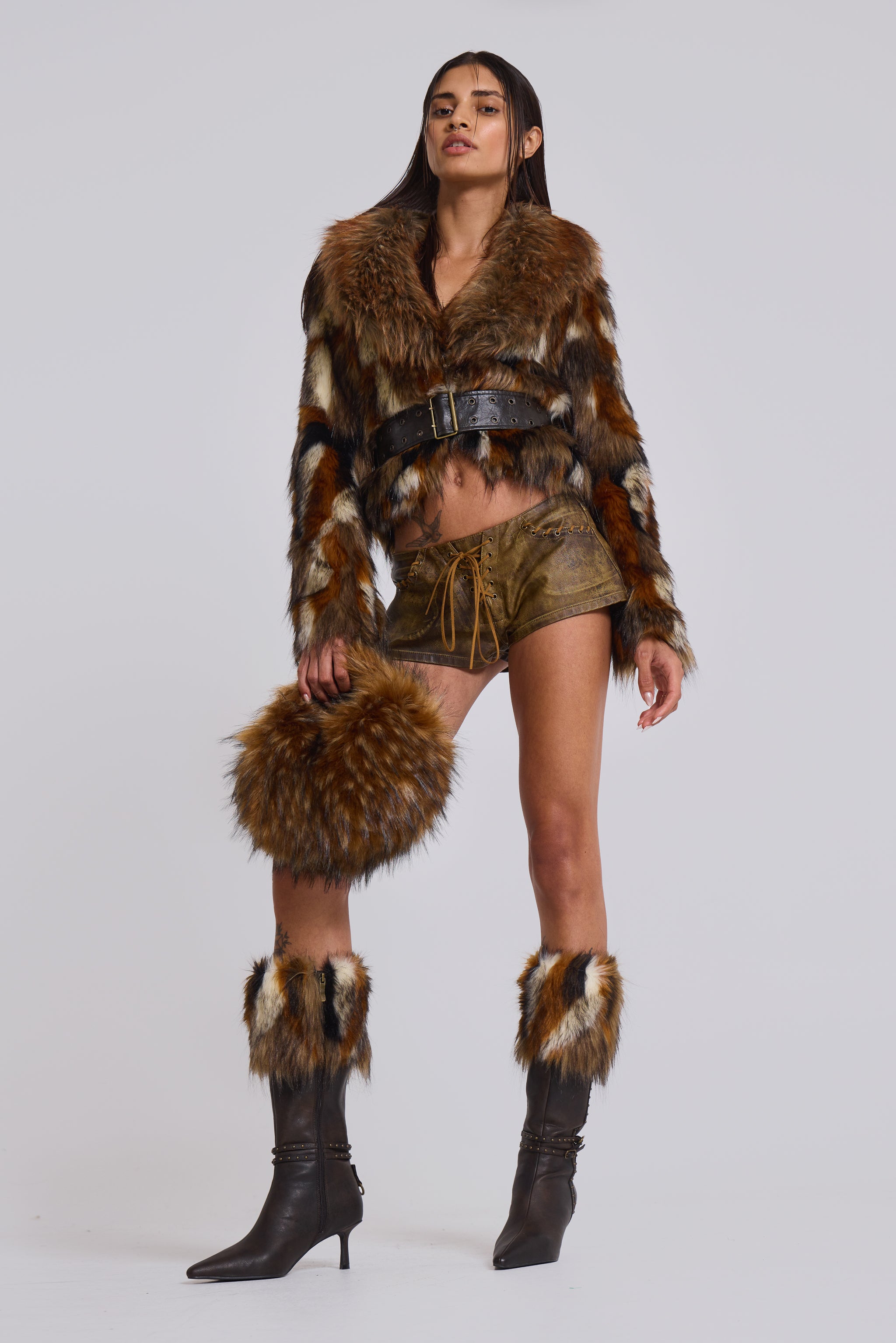 Mesconda Faux Fur Belted Jacket | Jaded London | Clothing