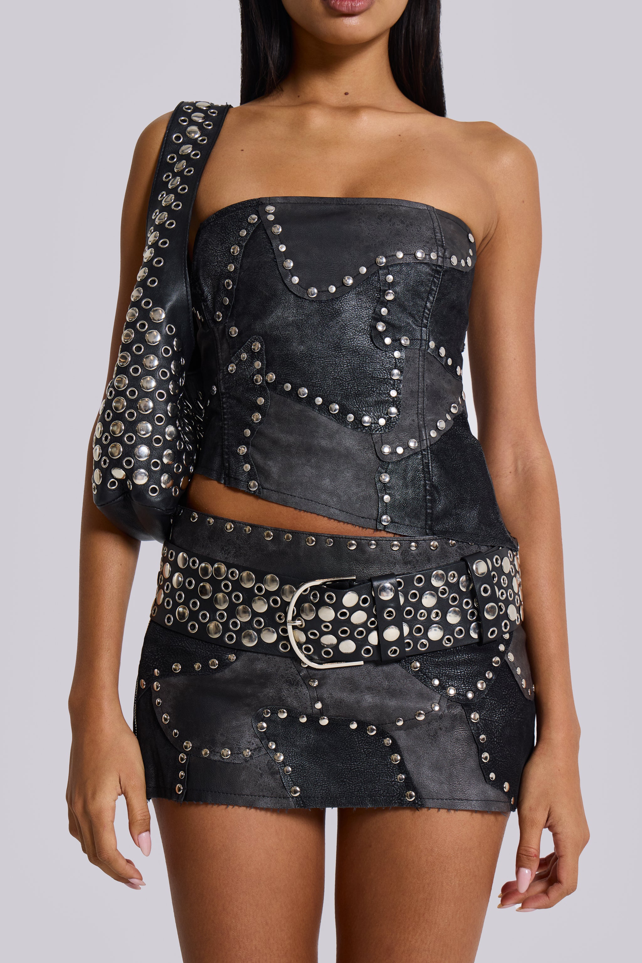 Shadow Studded Mini Skirt | Jaded London | Clothing