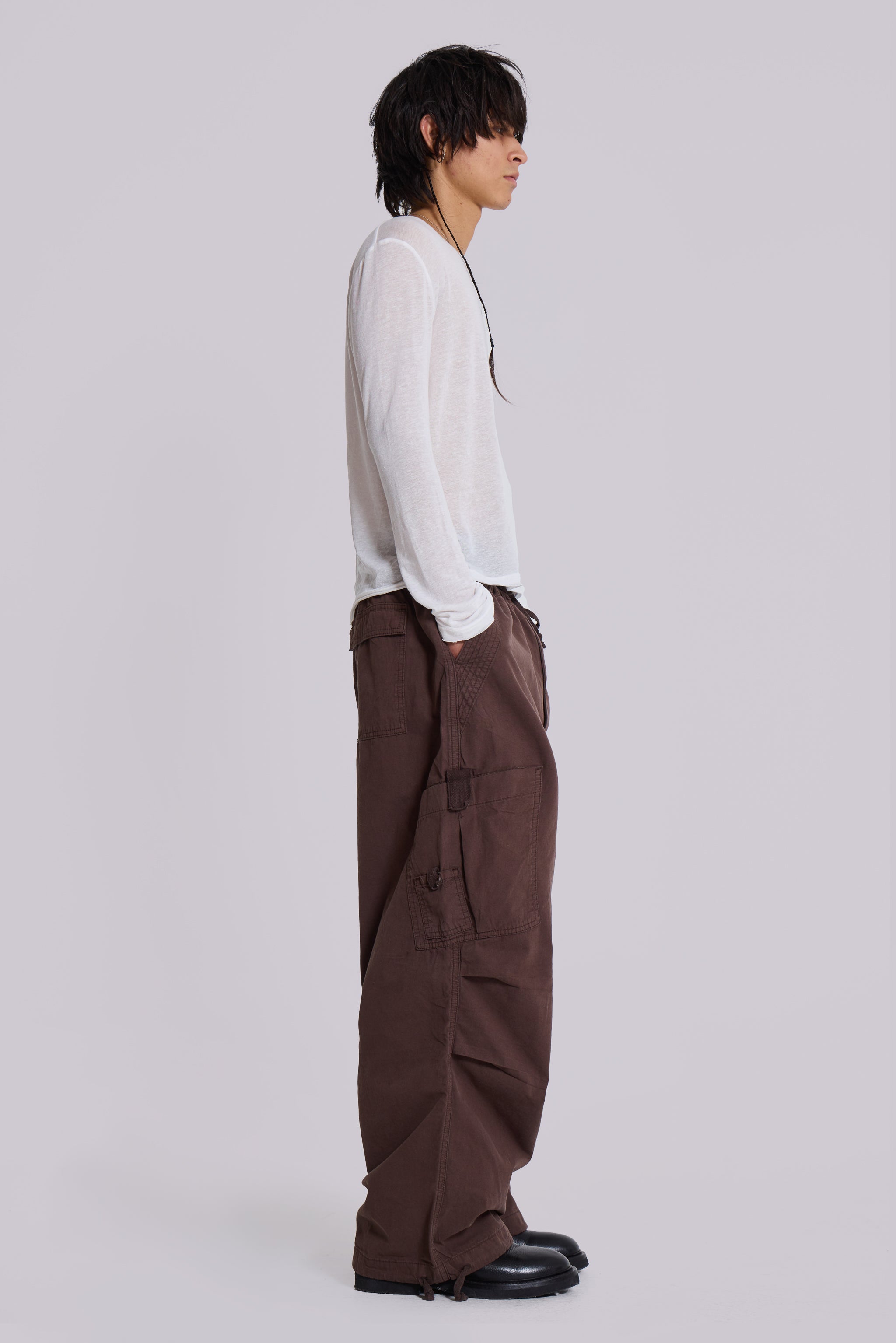 Shop Brown Parachute Cargo Pants | Jaded London | Clothing