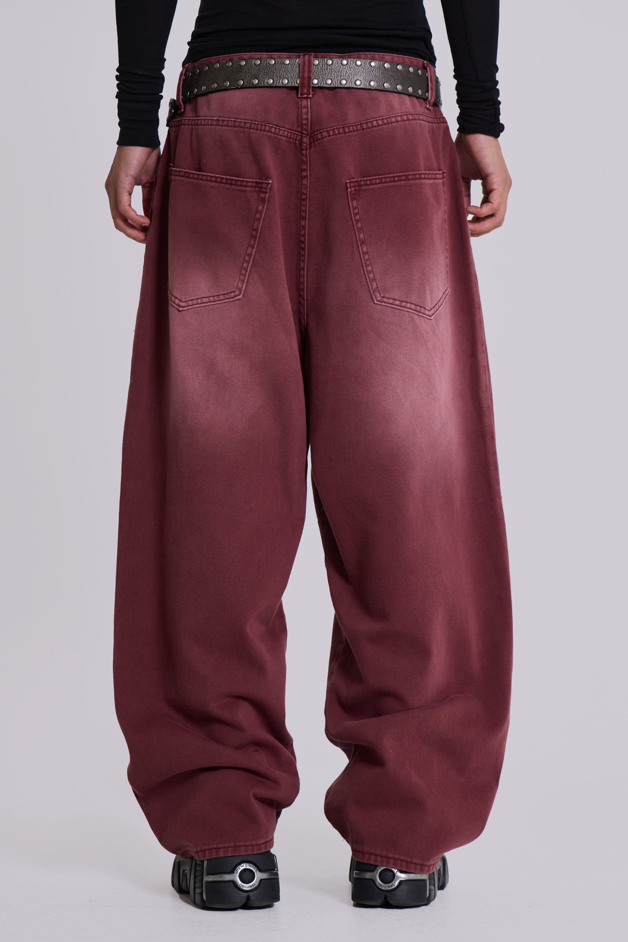 Burgundy Washed XL Colossus Jeans | Jaded London | Clothing