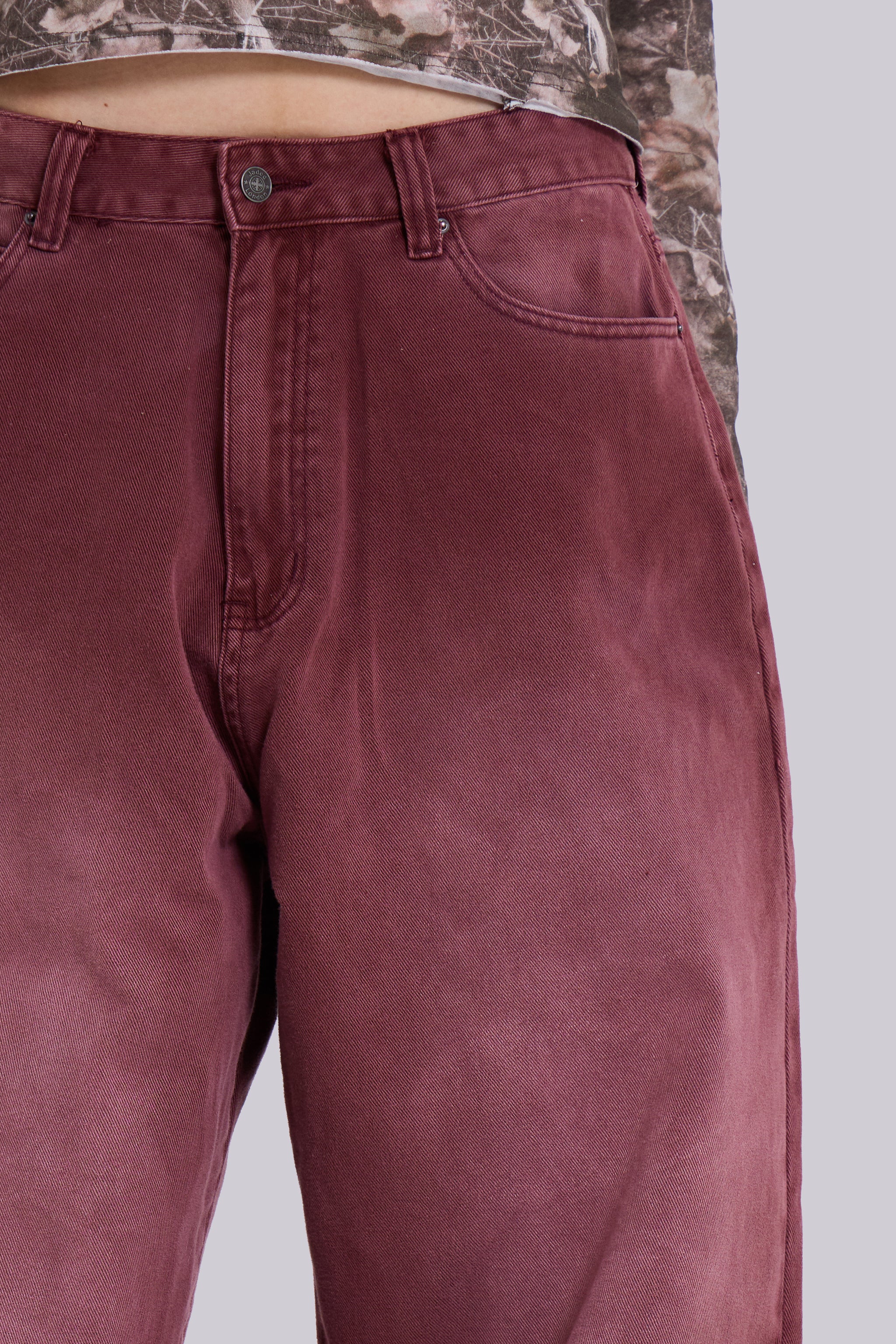 Burgundy Washed XL Colossus Jeans | Jaded London | Clothing