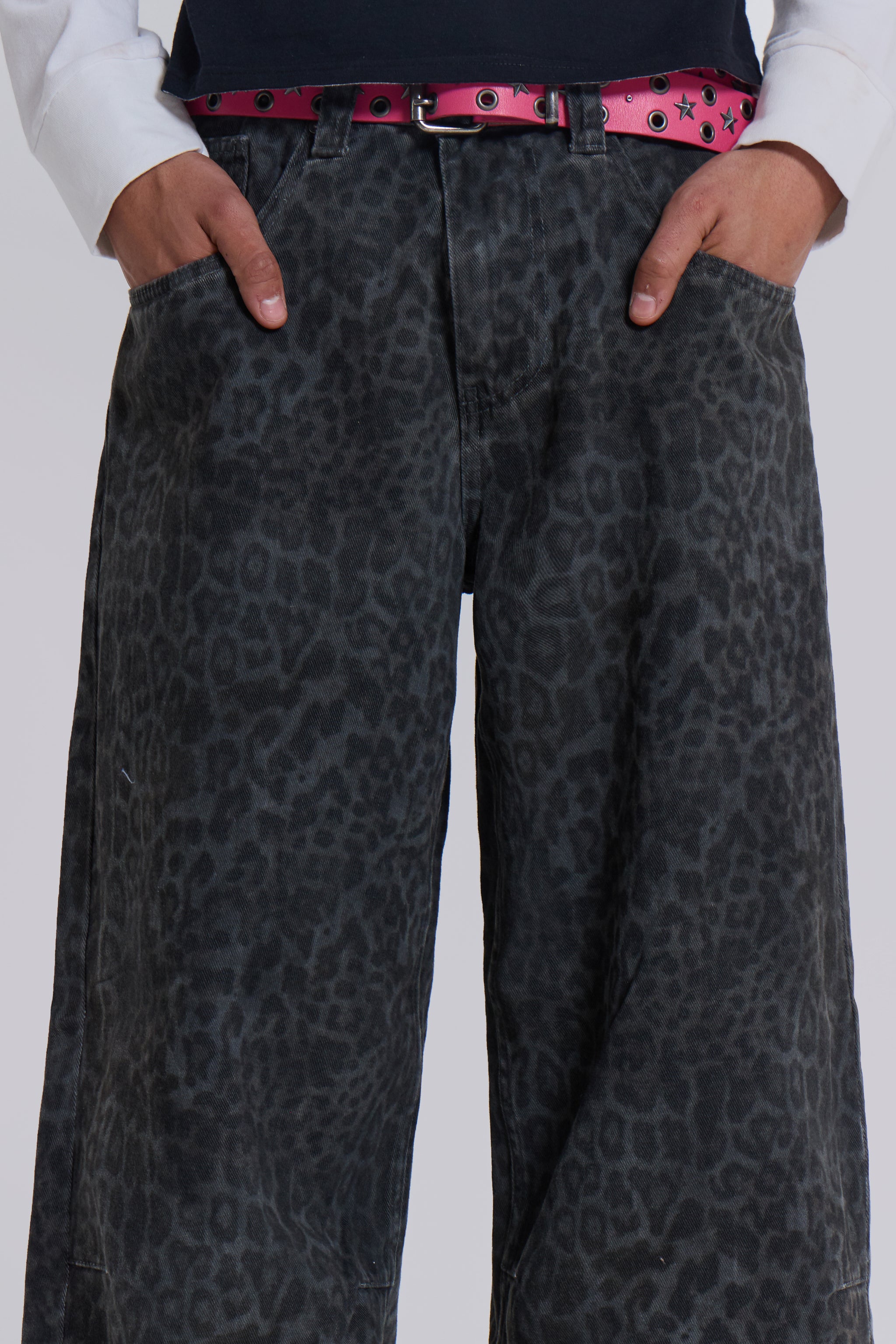 Shop Charcoal Leopard Fade Colossus Jeans | Jaded London | Clothing