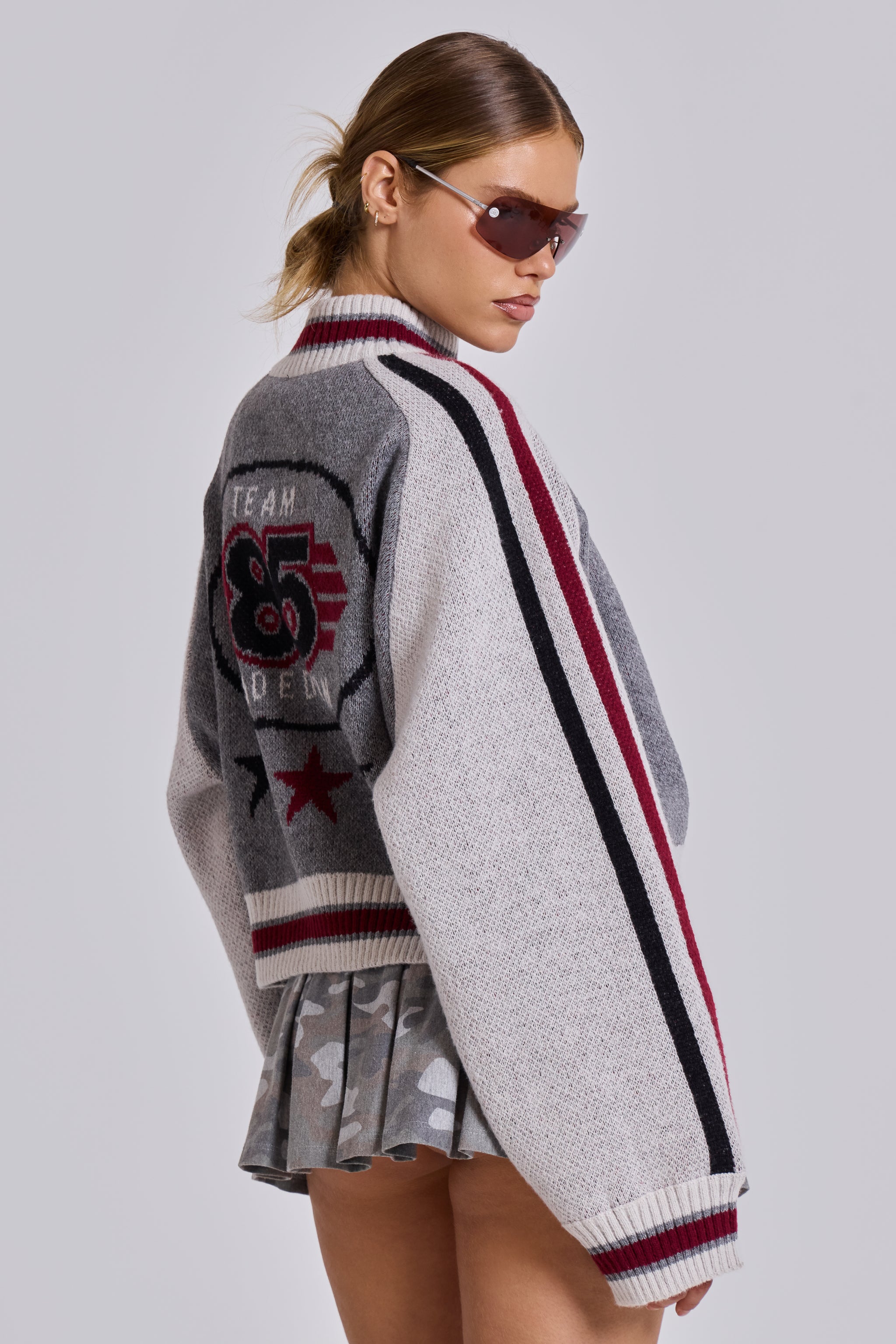 Team 85 Knitted Bomber Jacket | Jaded London | Clothing