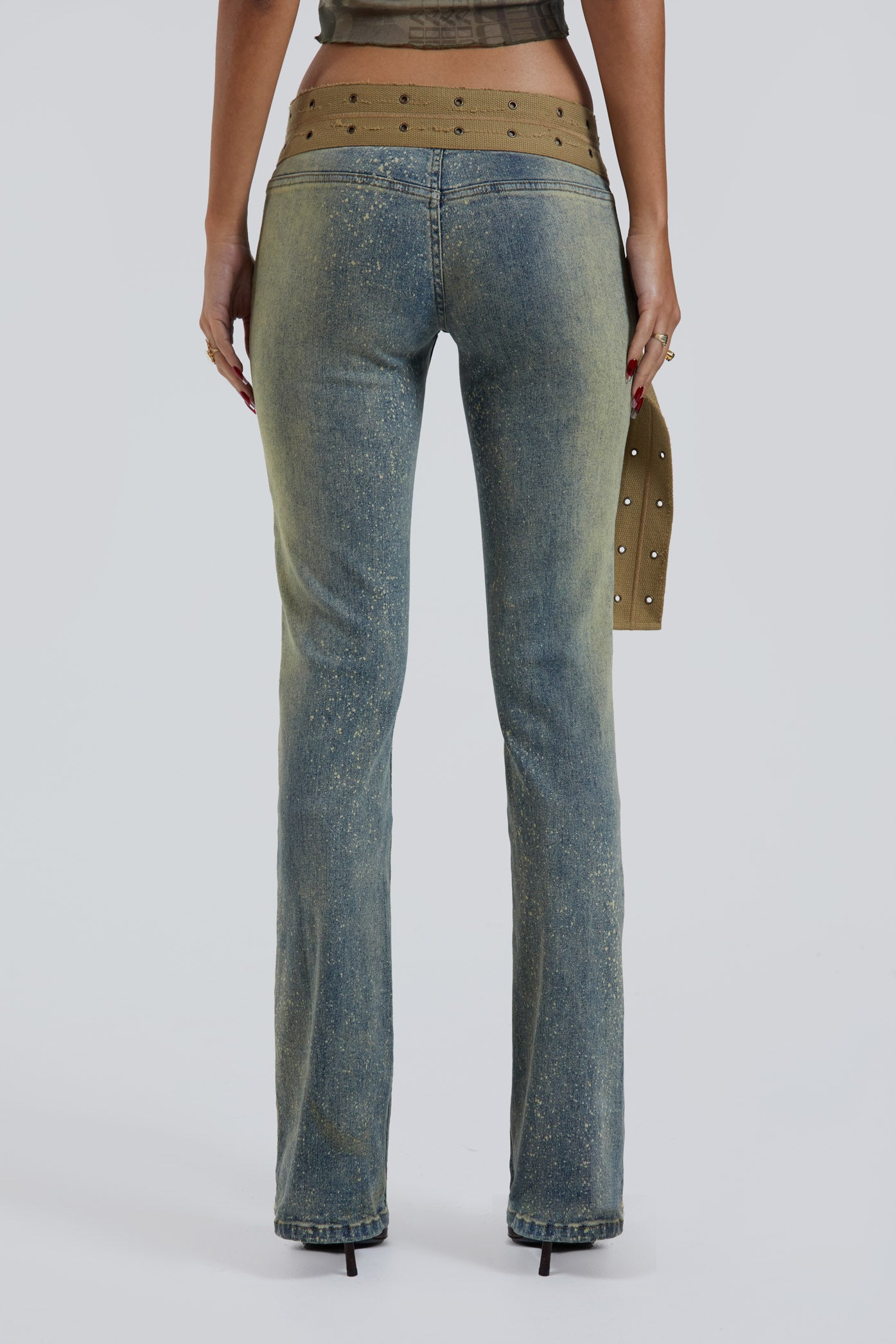 Shop Strap Up Stonewash Jeans | Jaded London | Clothing