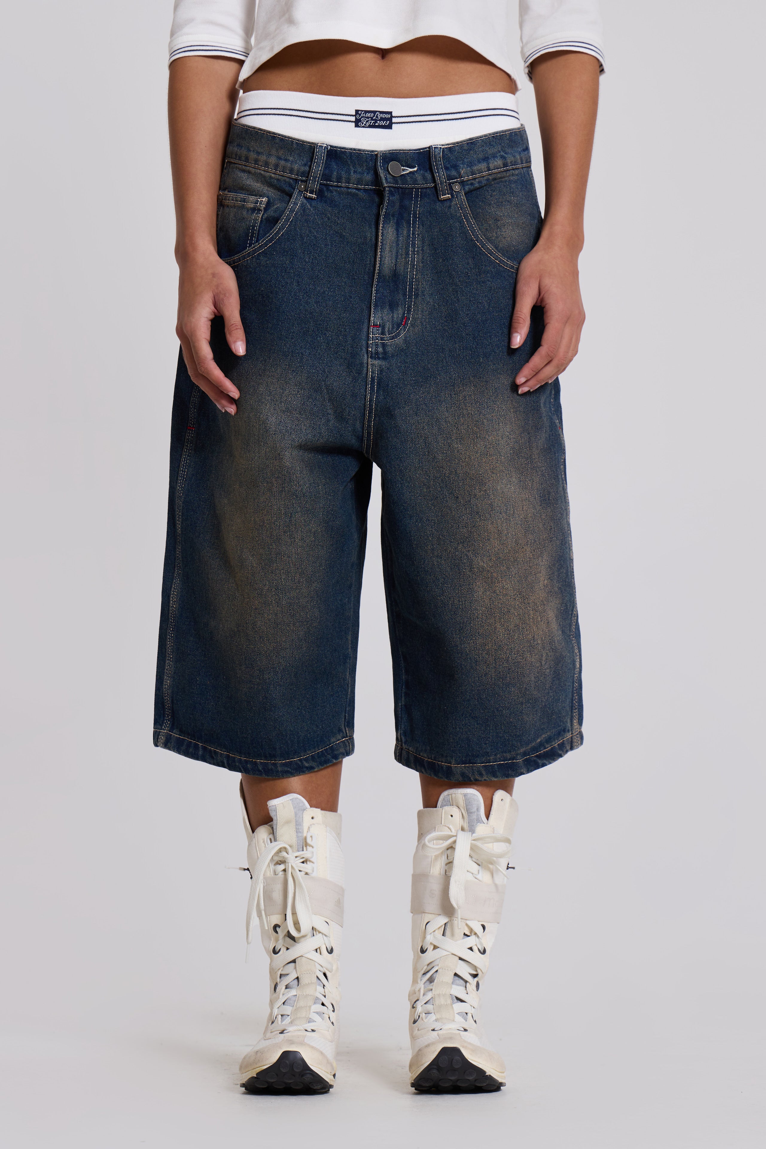 Shop Bronx Jumbo Fit Denim Jorts | Jaded London | Clothing