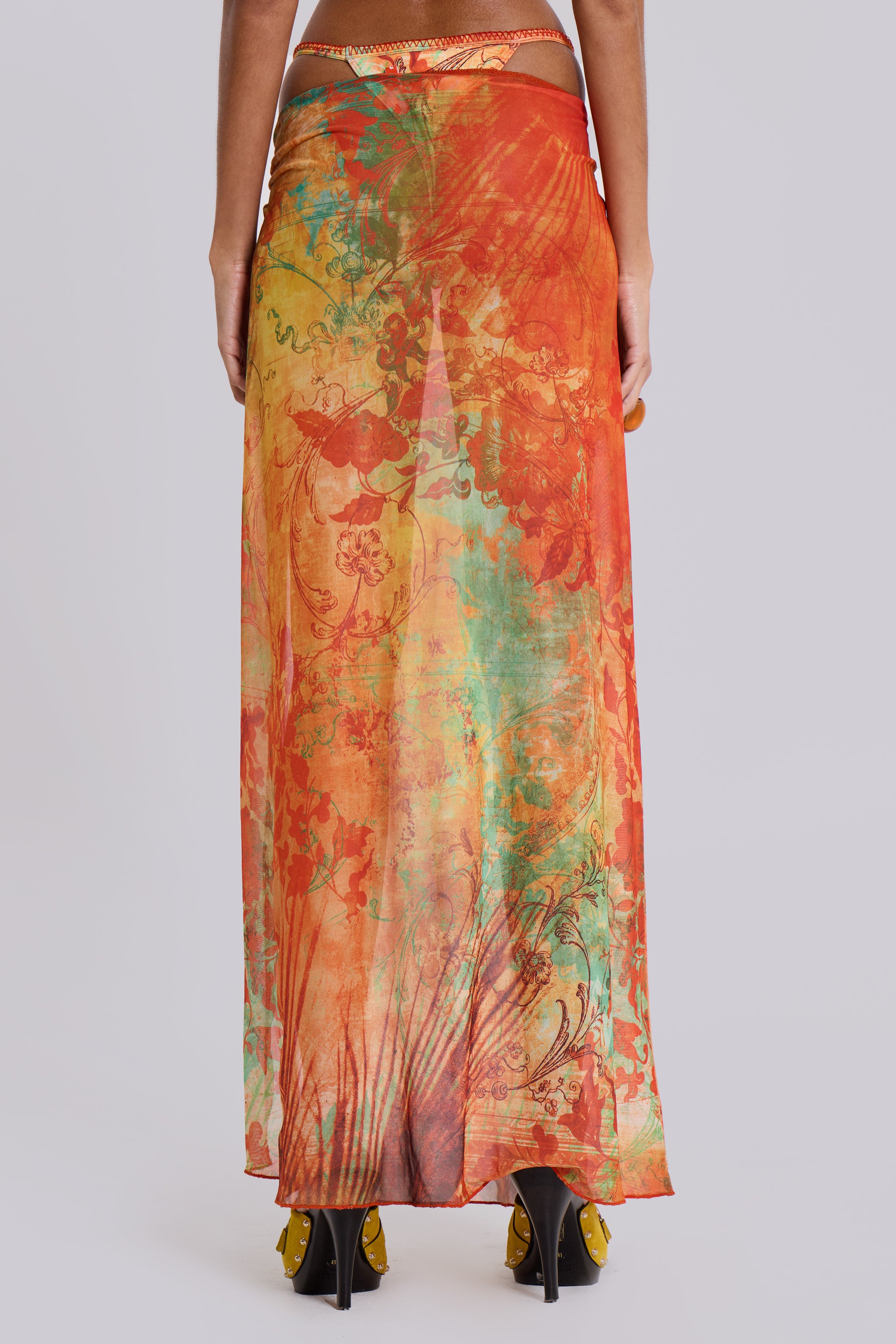 Shop Mari Asymmetric Maxi Skirt With Rattan Trim | Jaded London | Clothing