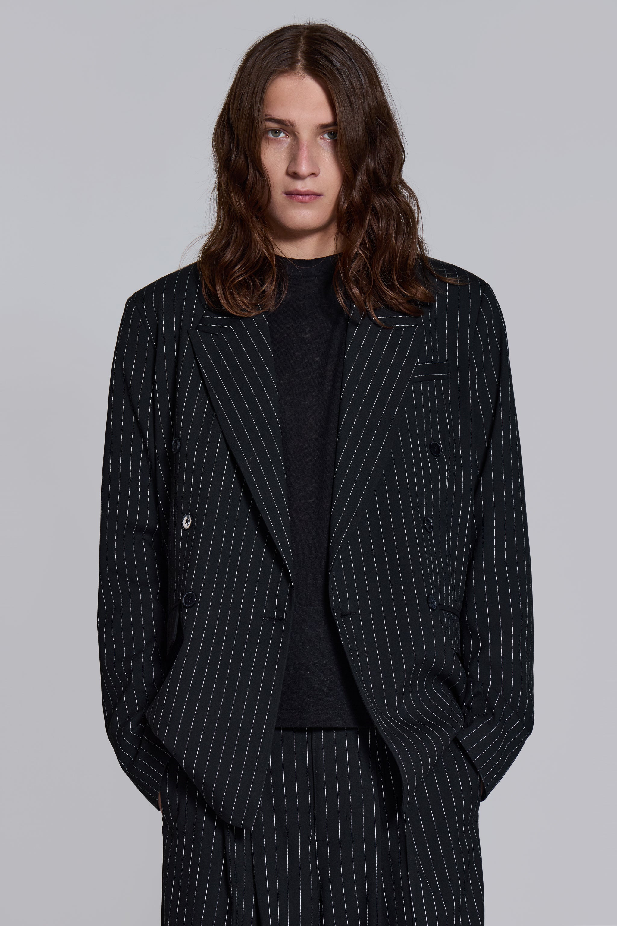 Goliath Pinstripe Double Breasted Boxy Blazer | Jaded London | Clothing