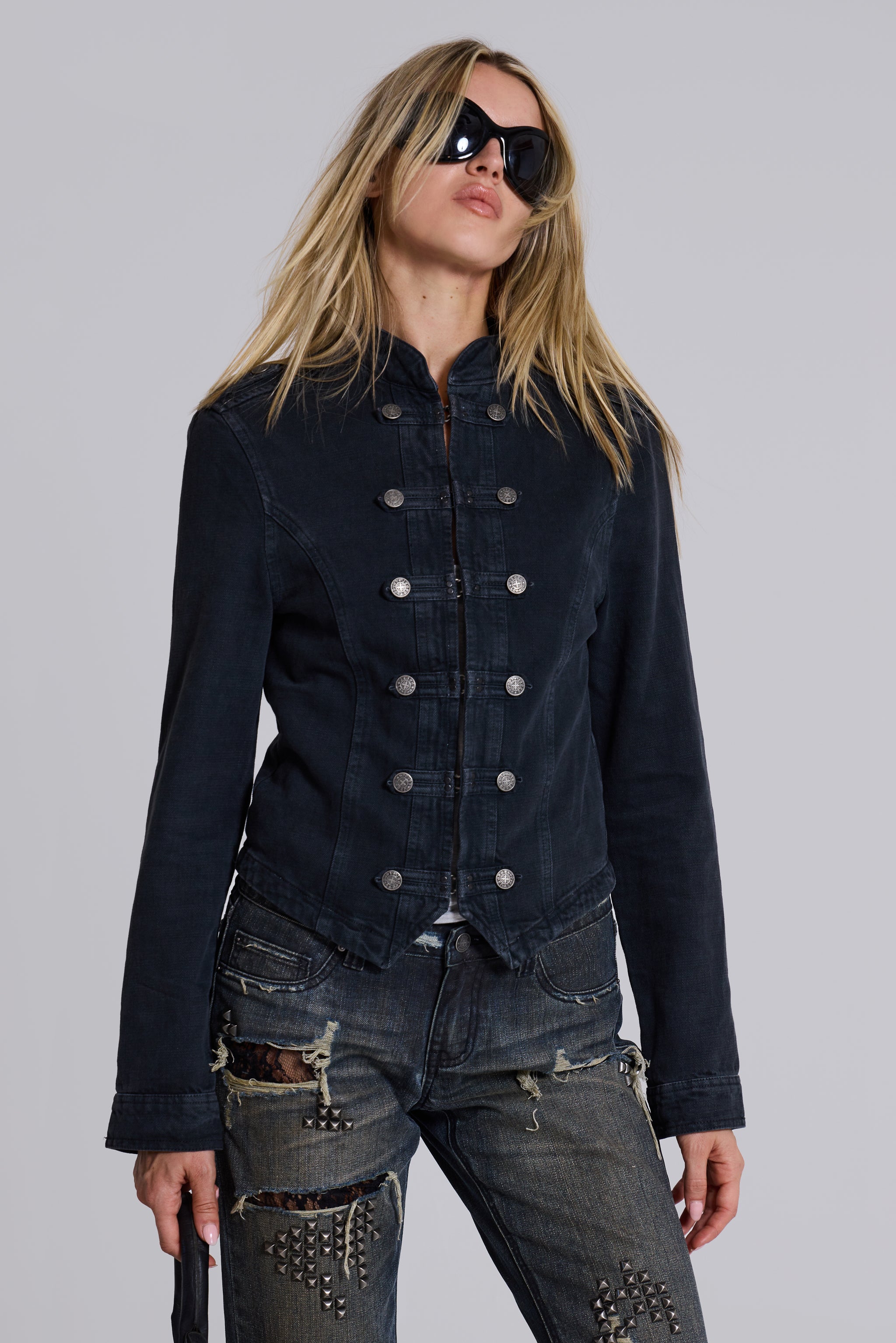 Washed Black Rebel Jacket | Jaded London | Clothing