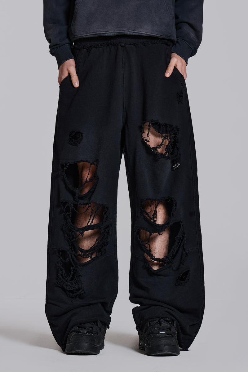 Distressed Black Loopback Monster Joggers | Jaded London | Clothing
