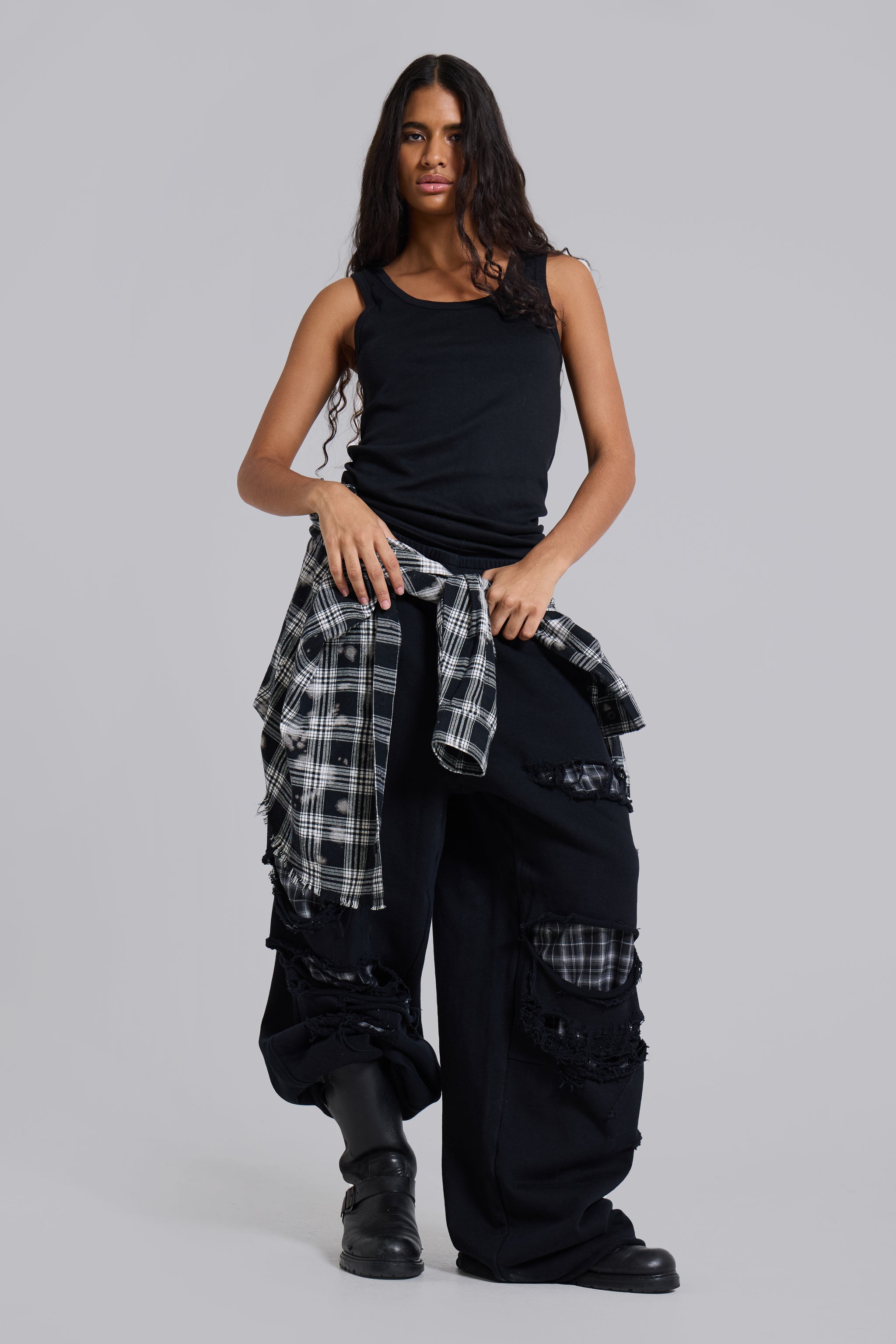 Check Layered Monster Joggers | Jaded London | Clothing