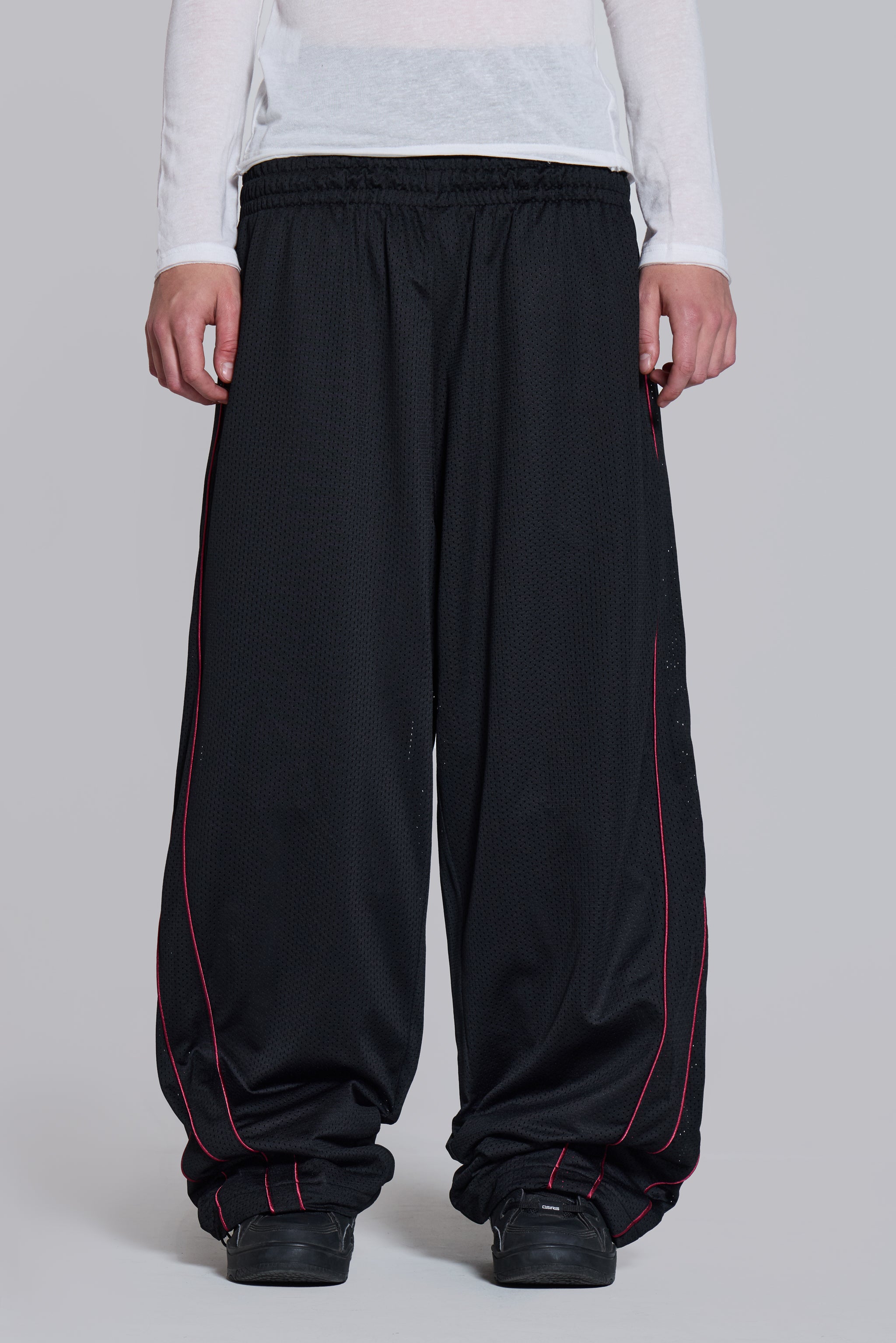 Black Mesh Vapor Tracksuit Bottoms | Jaded London | Clothing