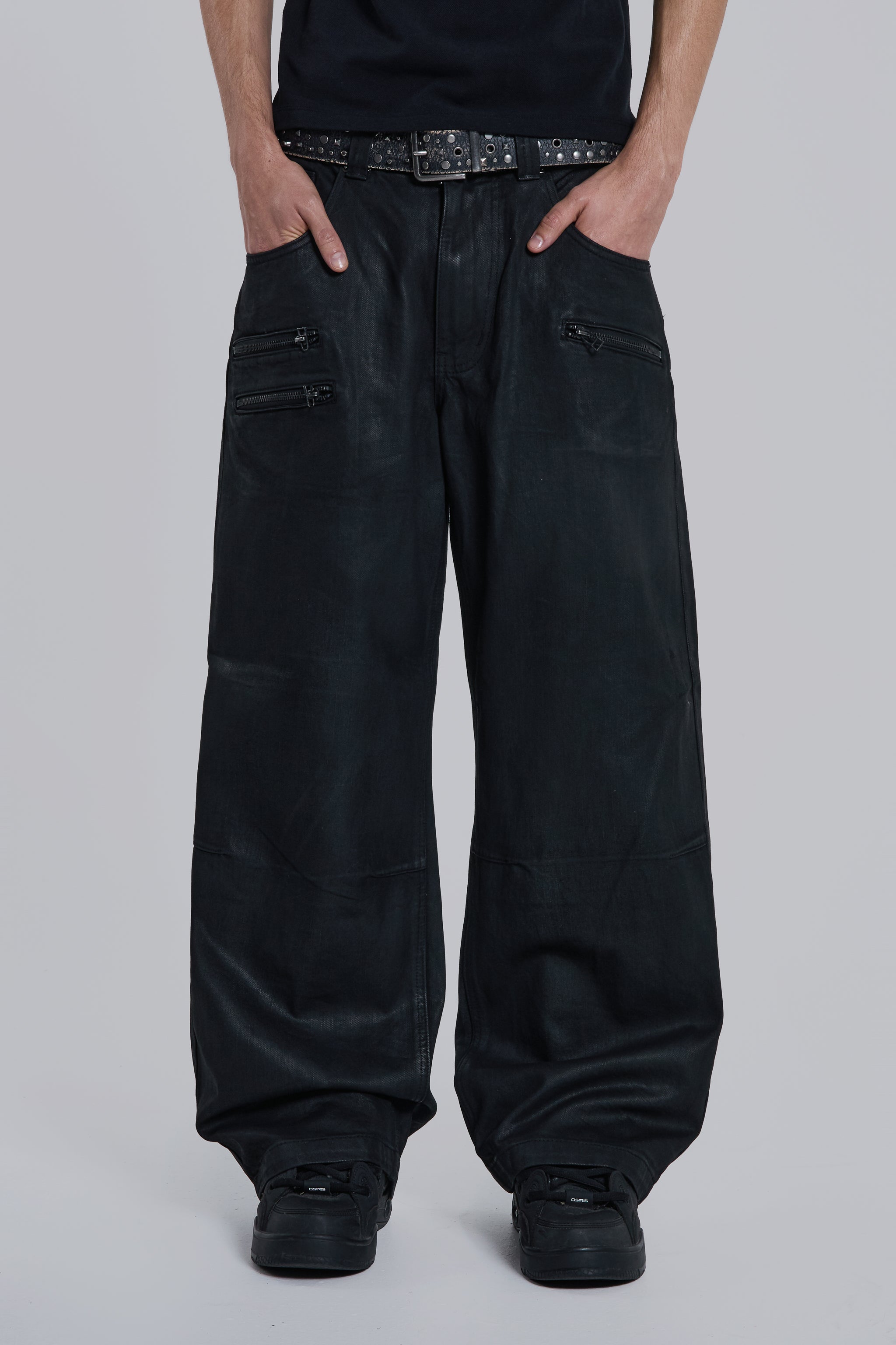 Coated Zip Colossus Jeans | Jaded London | Clothing