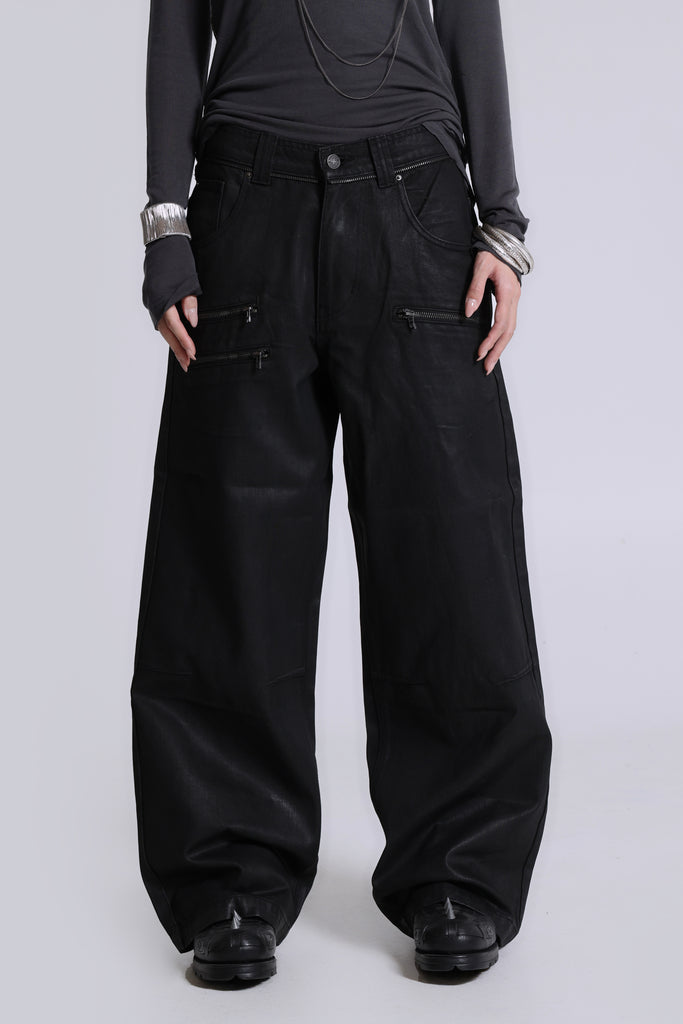 Coated Zip Colossus Jeans | Jaded London