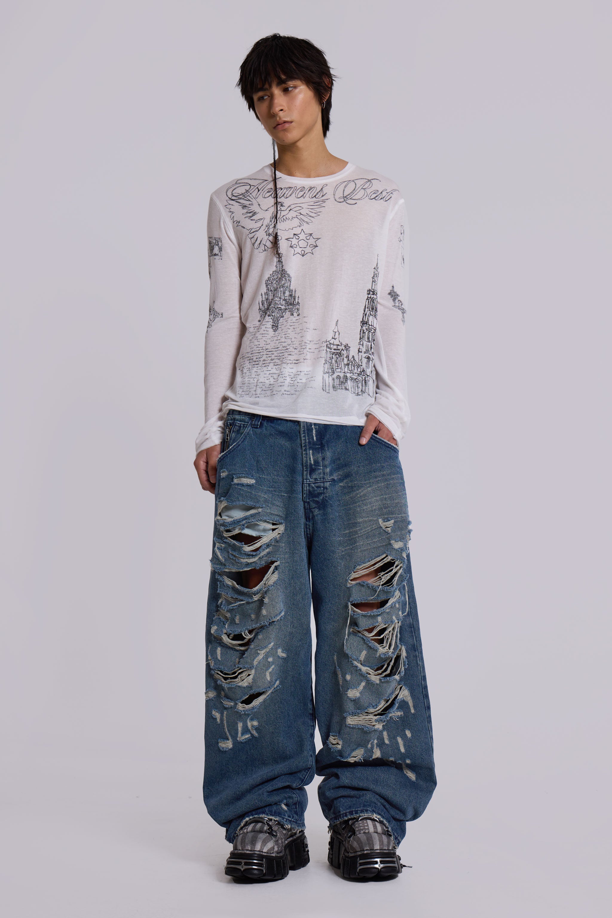Destroyed XL Colossus Jeans | Jaded London | Clothing