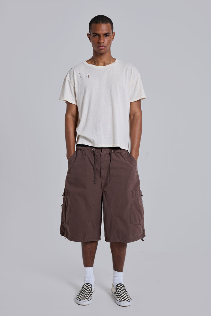 Shop Brown Parachute Cargo Baggy Shorts | Jaded London | Clothing