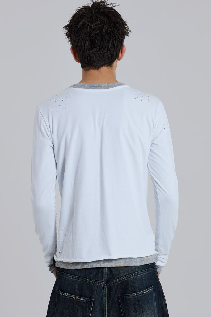 Distressed Double-Layered Waffle Top | Jaded London | Clothing