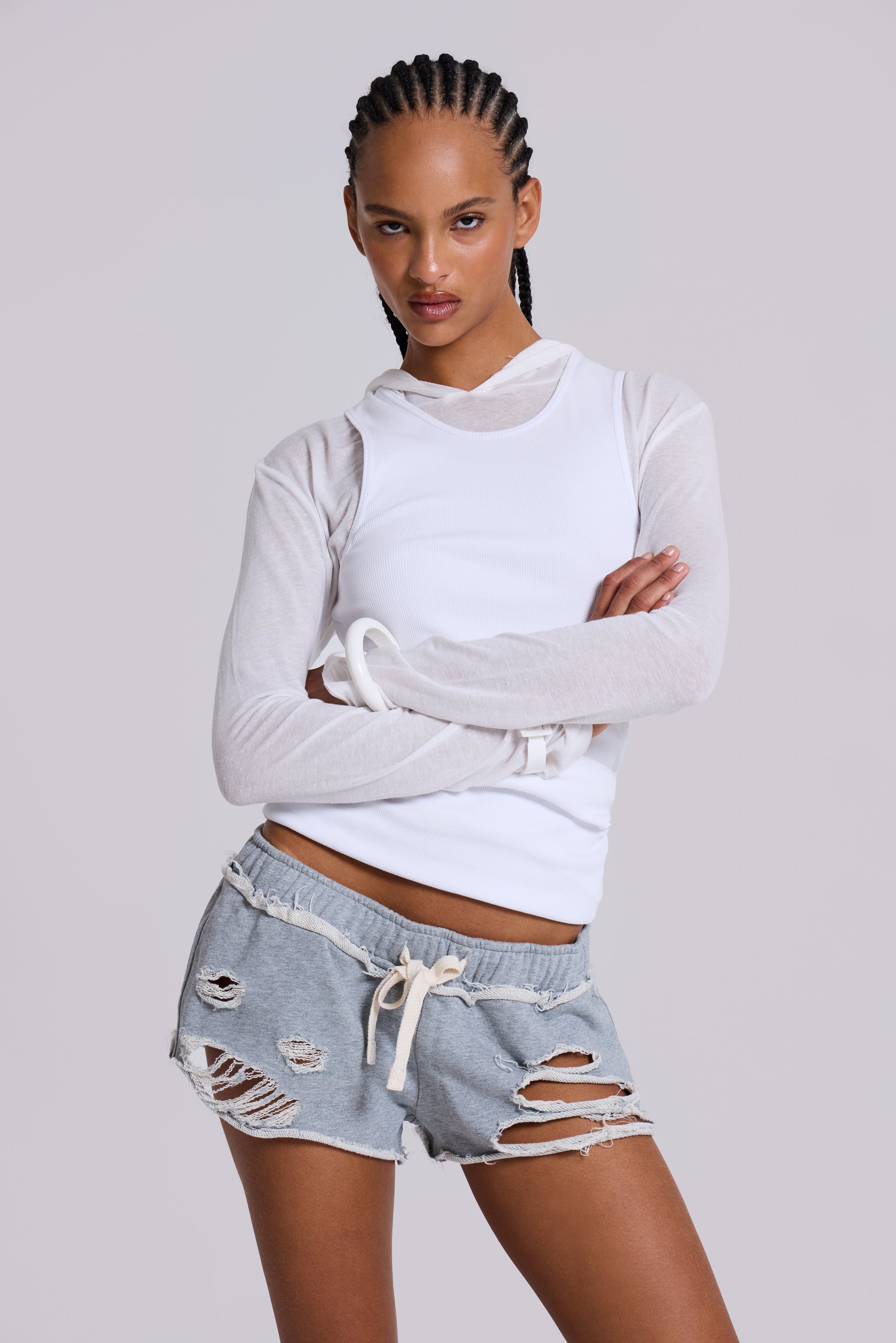 LDN Grey Marl Applique Hot Pants | Jaded London