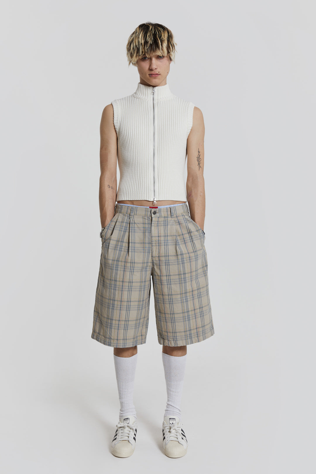 Shop Stone Check Fairway Shorts | Jaded London | Clothing